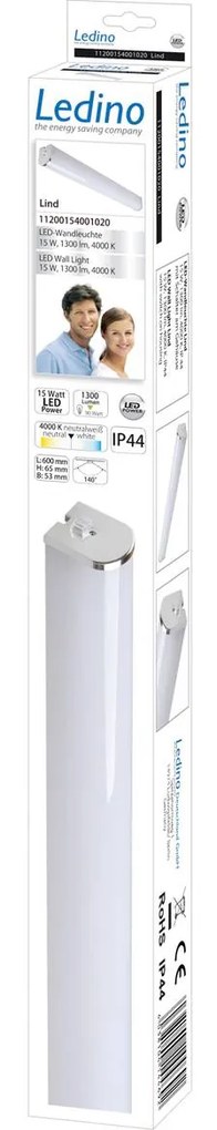 Nástěnné svítidlo LED do koupelny Lind IP44 4 000 K chrom/bílá