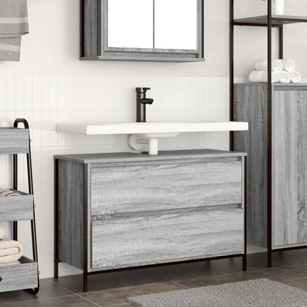 Koupelnová Skříňka S Umyvadlem A Zásuvkami Grey Sonoma