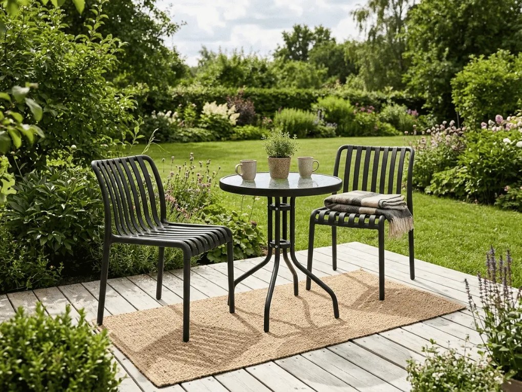 Zahradní set TREGO ISLAND - 2 židle a kulatý stůl ø 60 cm, antracitová