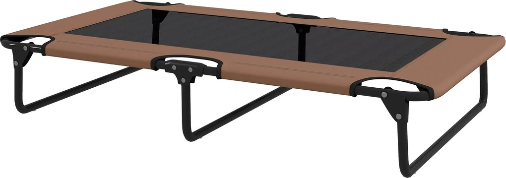 PawHut Zvedená Skládací Psí Postel, Venkovní Psí Lehátko s Mřížkovým Designem, Prodyšné, pro Velké Psy Káva Oxford 107 x 61 x 20 cm | Aosom