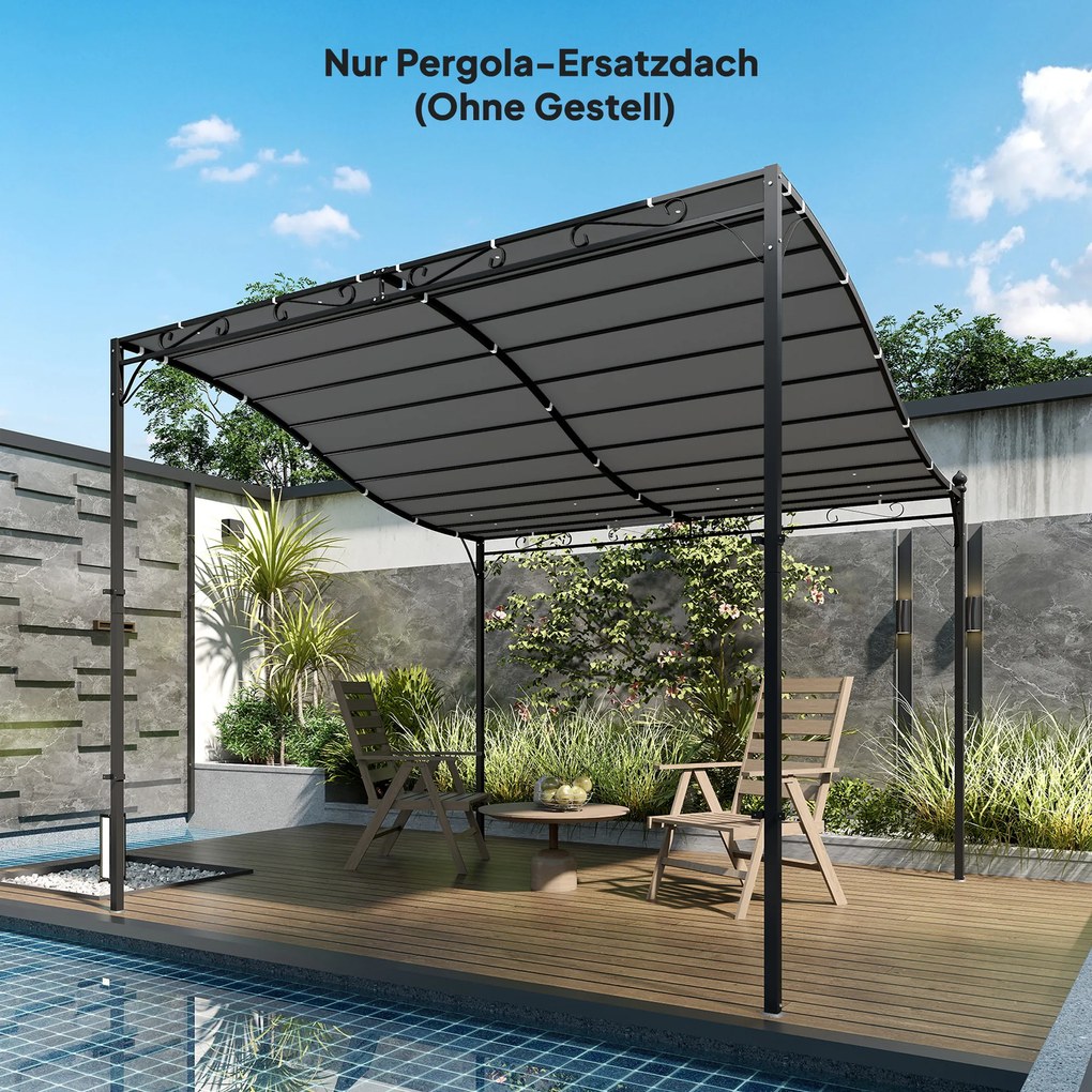 Náhradní střecha pro pergolu Markýza pro zastřešení terasy Náhradní střešní plachta pro pavilon 3 x 3 m 298x293 cm Tmavě šedá barva