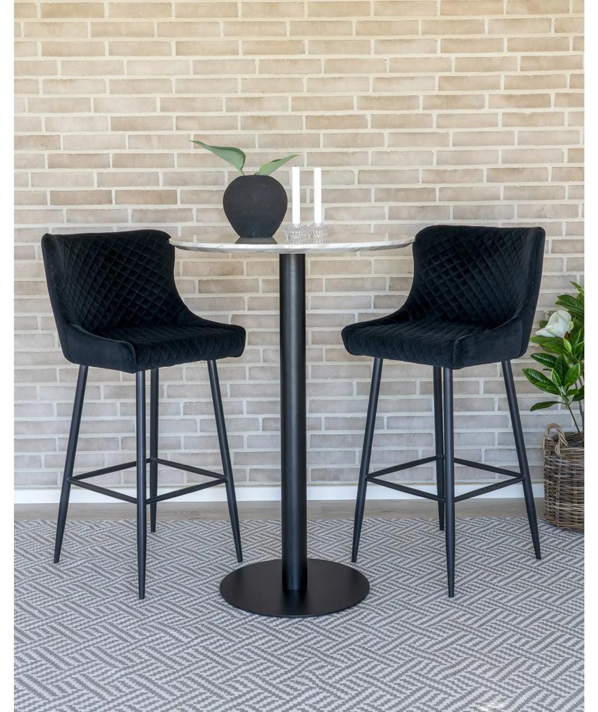 Nordic Experience Kulatý barový stolek Barcia mramorovaná/černá, 70 cm