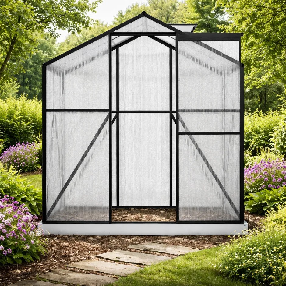 Skleník se základnou BestBerg BBGH-406B / 2,5 m² / 130 x 190 x 194 cm / černá