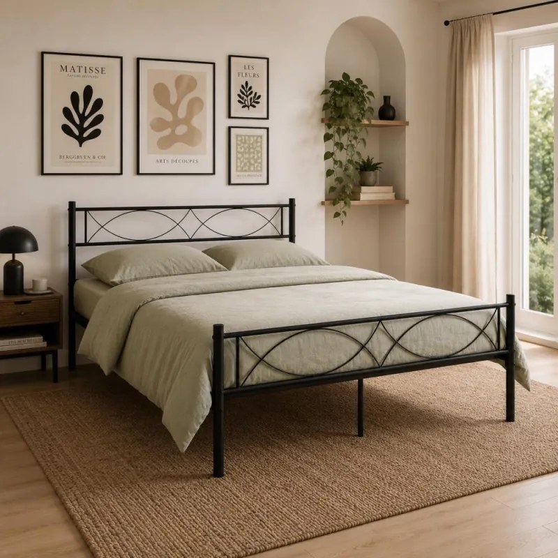 Kovová postel s roštem, 160x200, černá, STELVIA NEW Kondela 0000416495