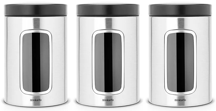 Brabantia Dóza okénko 1,4L matná ocel otiskuvzdorná sada 3ks