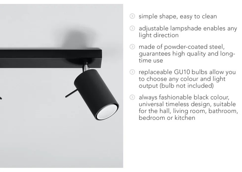 Černé bodové svítidlo 8x30 cm Etna – Sollux