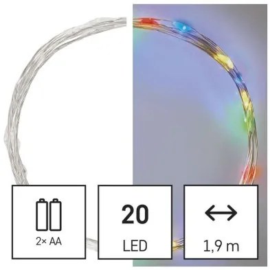 Vánoční LED řetěz Nanos vnitřní s časovačem 1,9 m vícebarevný