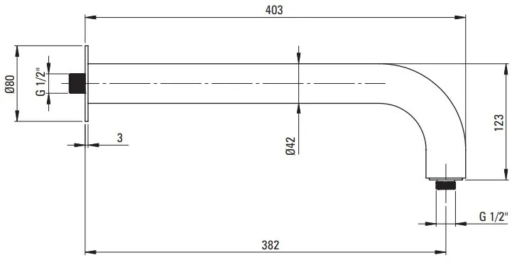 Deante Silia, nástěnné sprchové rameno 380 mm, černá matná, DEA-NQS_N41K