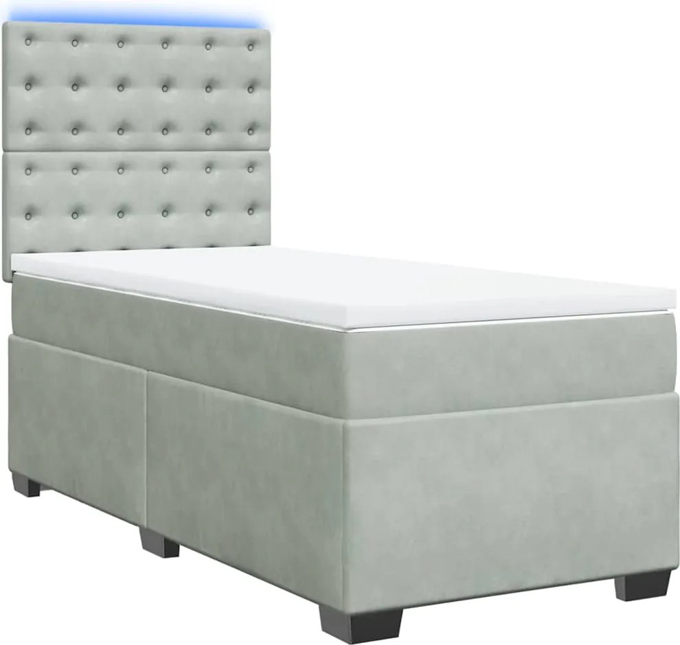 Box spring postel s matrací světle šedá 90x200 cm samet 3293122