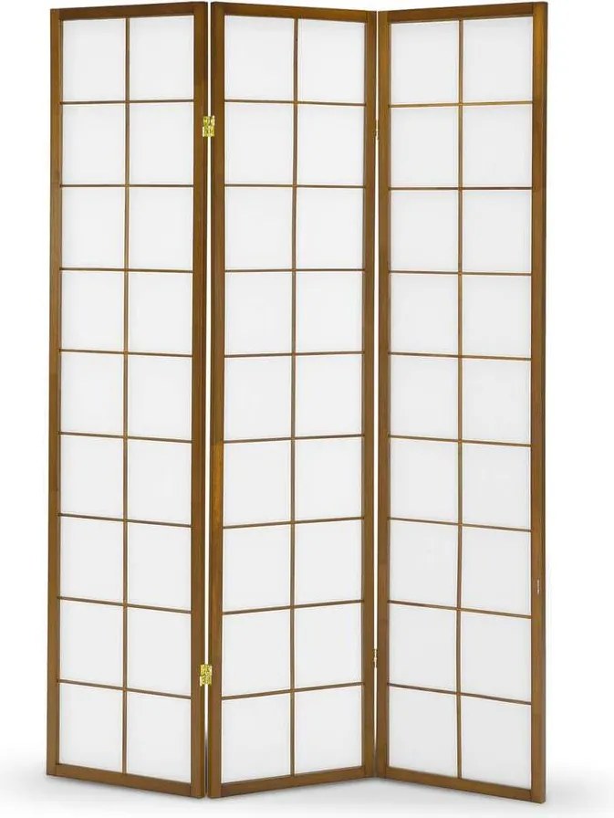 Stojací paraván trojdílný 43-129 cm, ořech / bílá