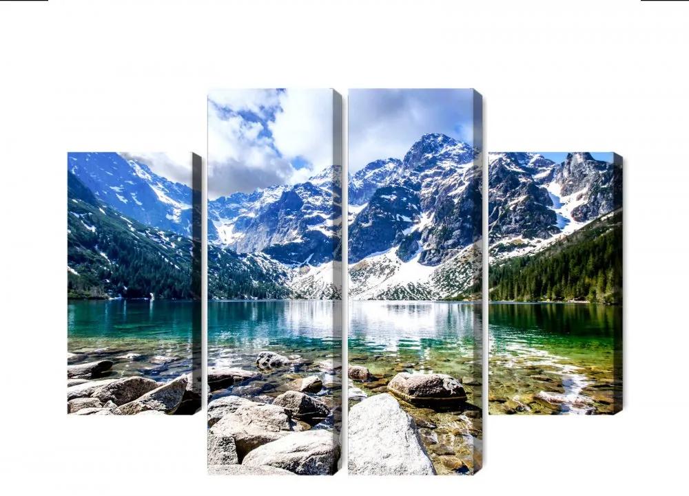 Vícedílný obraz Jezero Morskie Oko 3D Nedostatek Nedostatek Přírodní plátno 200x150