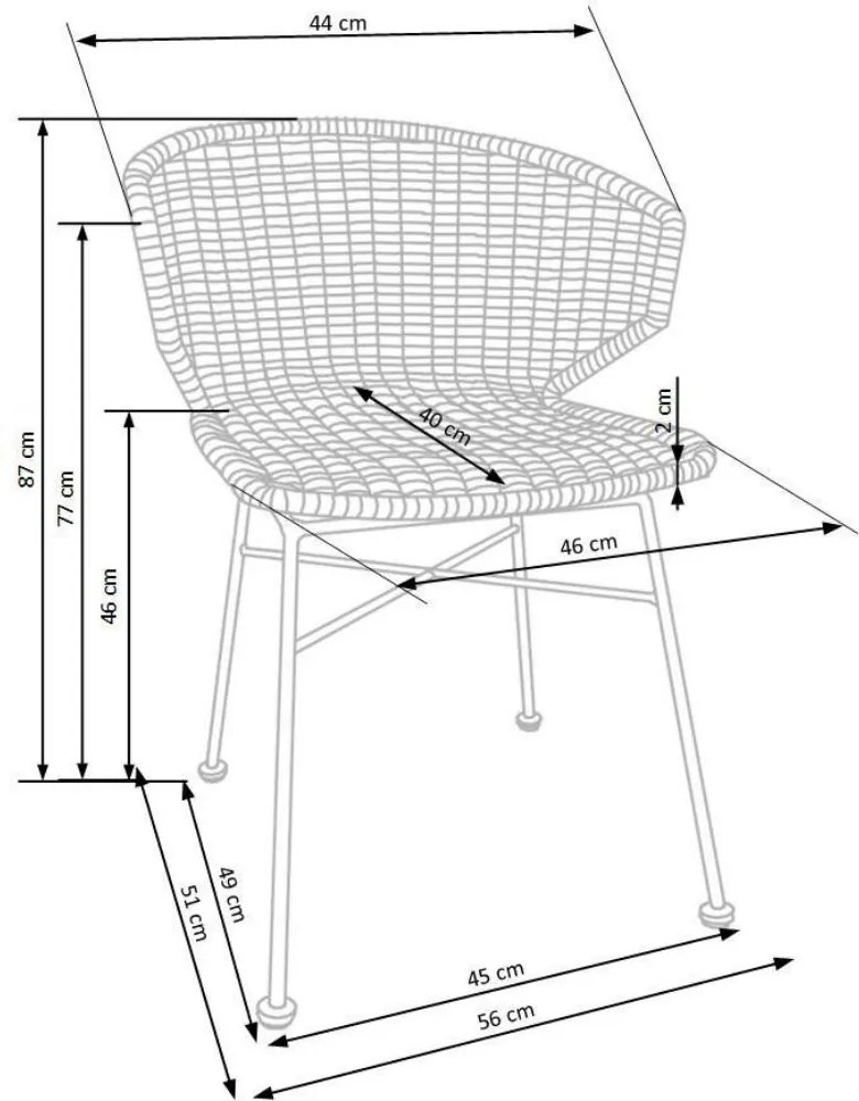 Jídelní židle Besant, ratan / černá