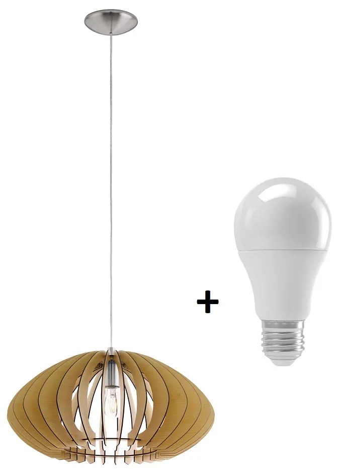 Eglo 95257 COSSANO 2 - Moderní dřevěné svítidlo Ø 50cm + Dárek LED žárovka