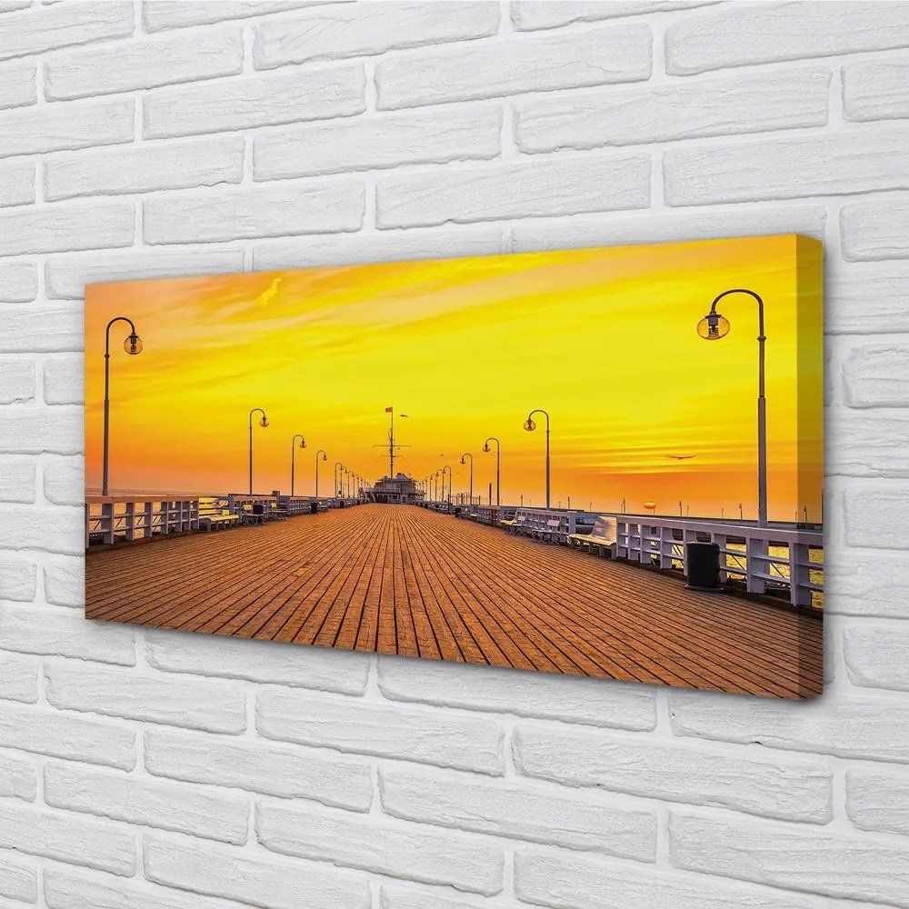 Obrazy na plátně Gdańsk Pier sea sunset 100x50 cm