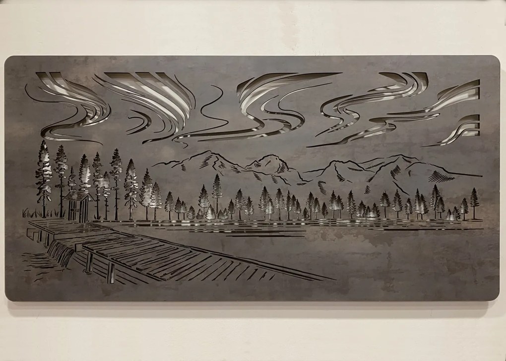 Li-Go "Polární záře" světelný obraz RGBW s baterií 120x60cm provedení povrchu: dub světlý