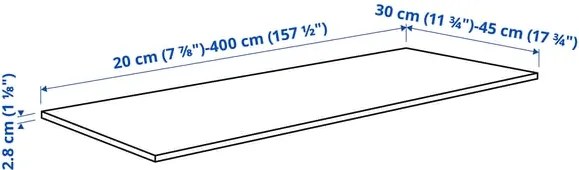 EKBACKEN Pracovní deska na míru, imitace betonu/laminát, 30-45x2.8 cm