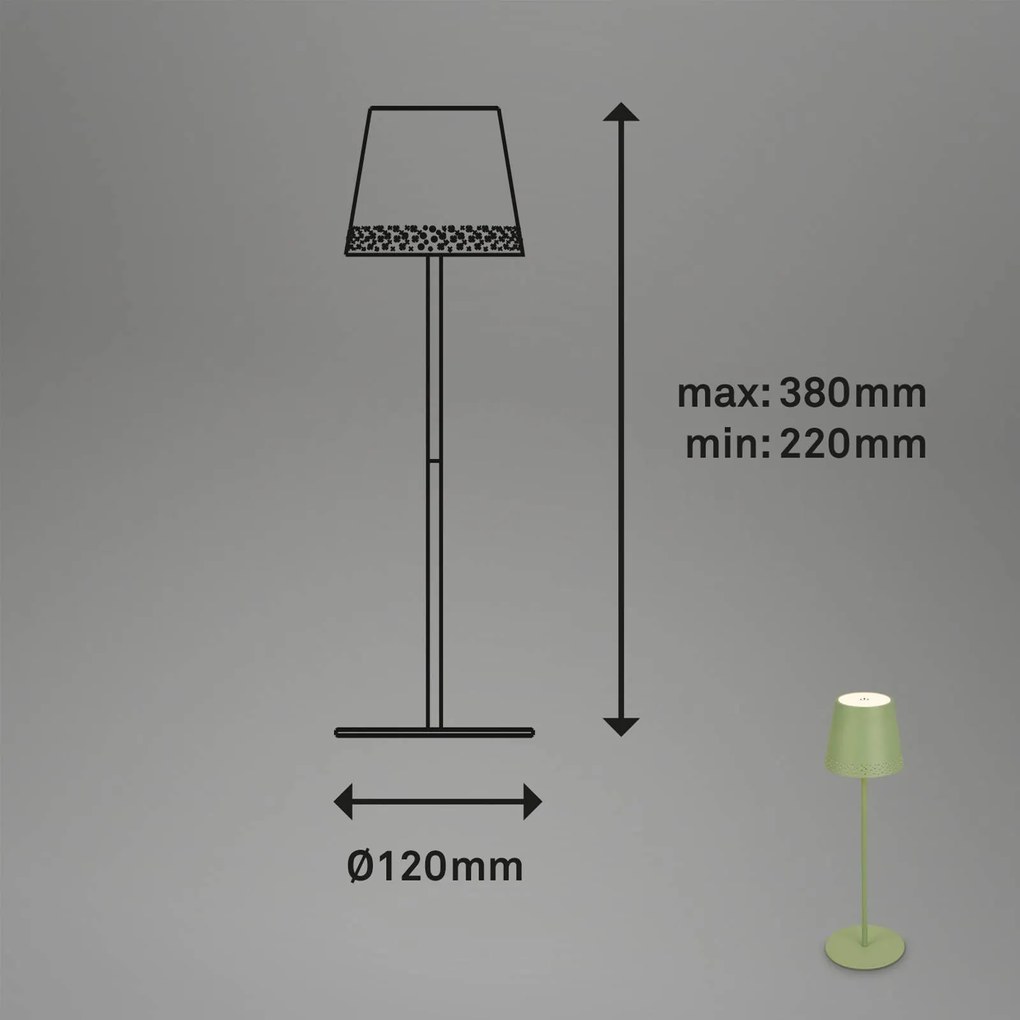 LED stolní lampa Kiki s baterií 3000K, zelená