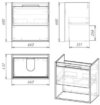 Lavedo Jersey 70 koupelnová skříňka s umyvadlem