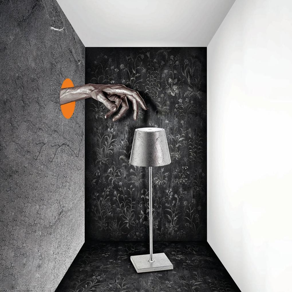 Zafferano Poldina LED stolní lampa na baterie dekor stříbrná