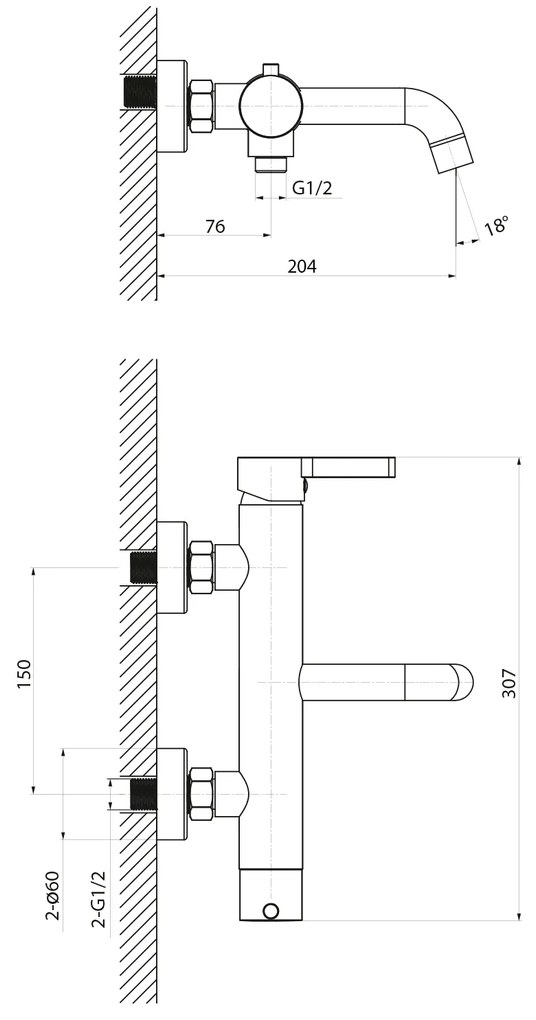 Sapho Sapho, ICONIC nástěnná vanová baterie, zlato mat, AF010GB