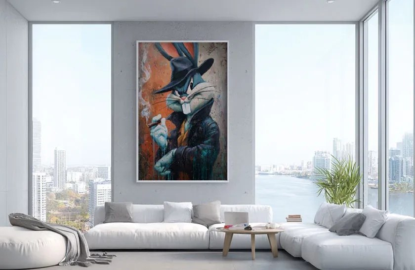 Drsný zajíc - obraz - Stylizovaná postava v urban art stylu 46 - A3 – 297 × 420 mm - 269 Kč
