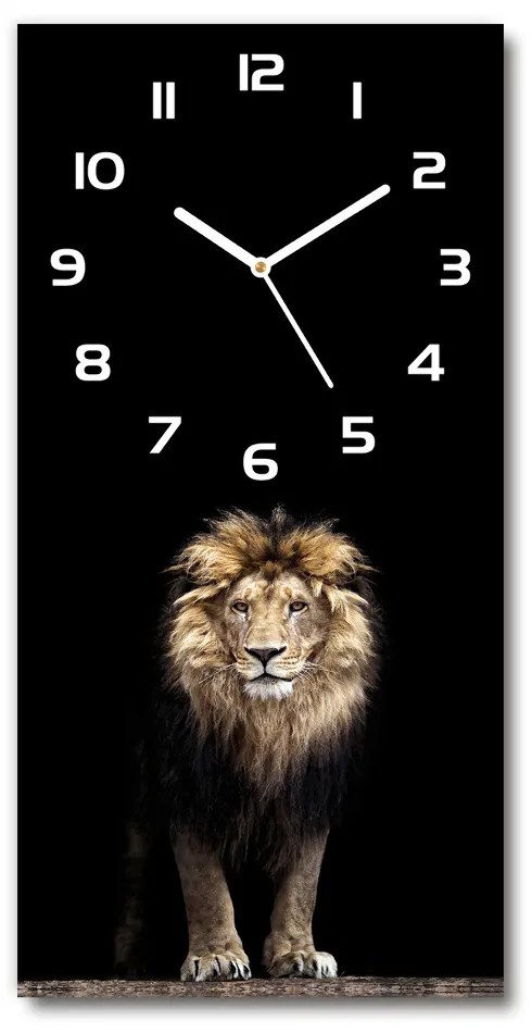 Wallmuralia Moderní hodiny nástěnné Portrét lva 30x60 cm