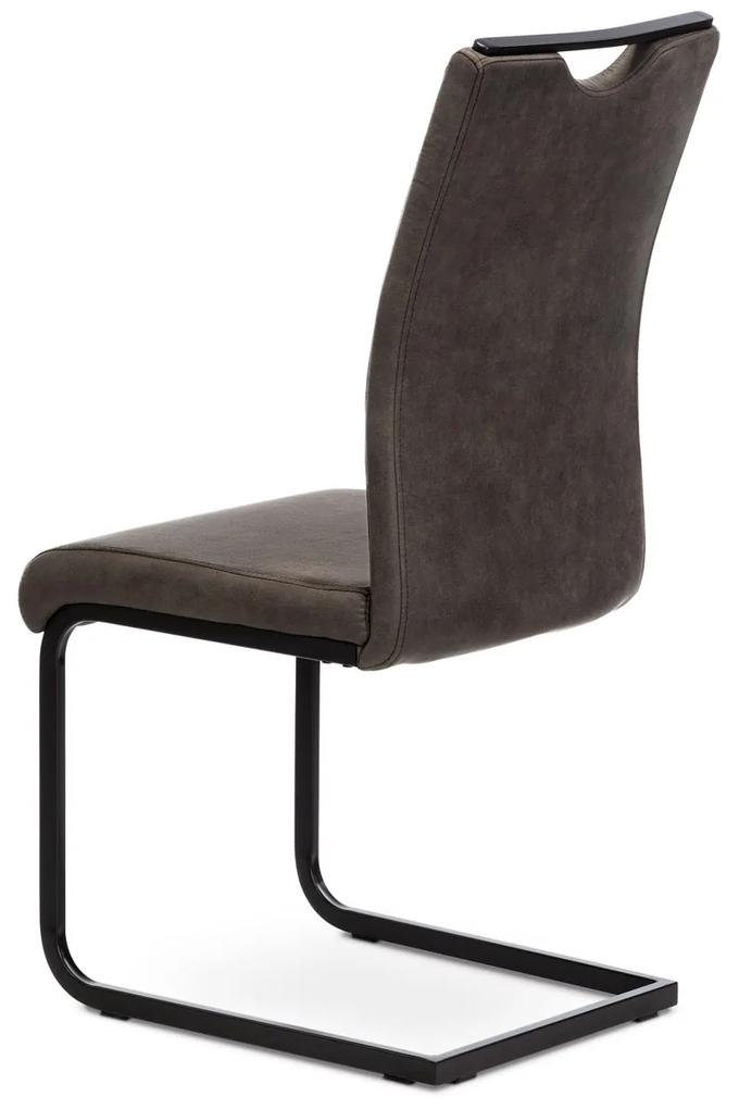 Jídelní židle KOBO, šedá látka v dekoru vintage kůže/kov černý