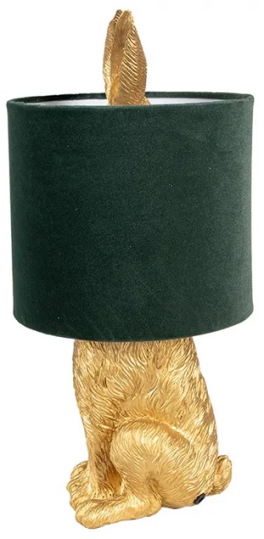 Zlatá stolní lampa králík s tmavě zeleným stínidlem Konijn – 20x43 cm