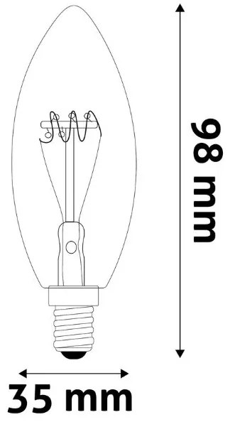 Prémiová designová retro LED žárovka E14 3W 180lm, EXTRA TEPLÁ, filament, ekv. 19W, 3 roky