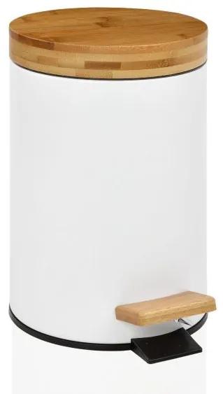 Andrea House, Koupelnový odpadkový koš s dřevěným víkem | Bílý, přírodní BA19300