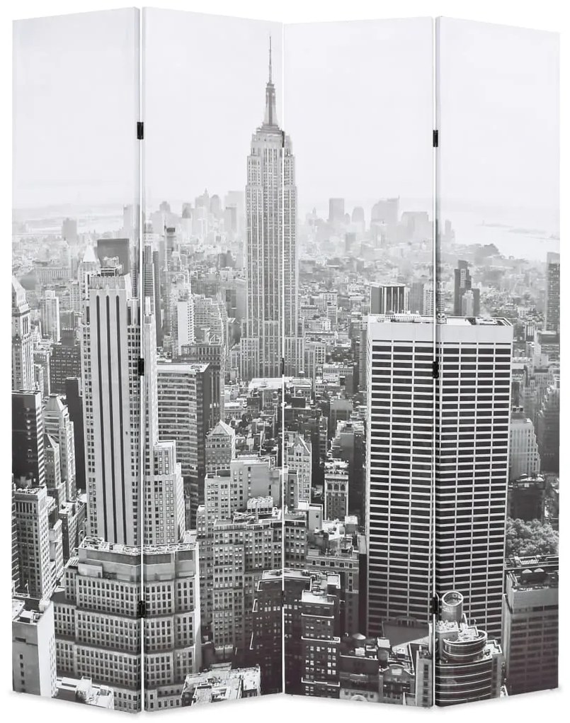 245858 vidaXL Skládací paraván 160 x 170 cm Denní New York černobílý