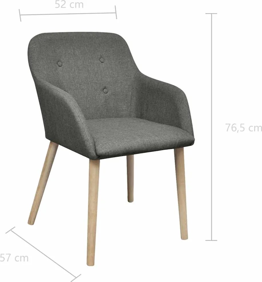 Jídelní židle 2 ks světle šedé textil a masivní dubové dřevo 241156