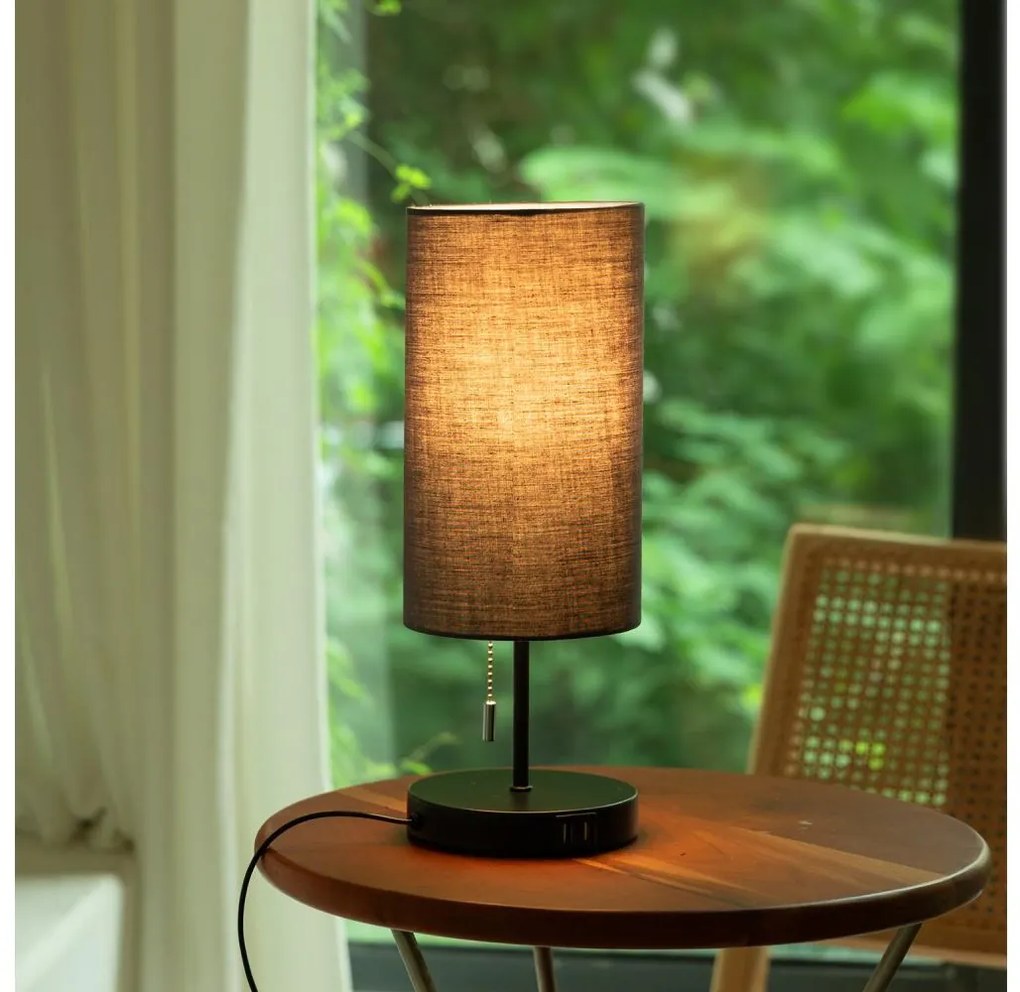 Aigostar - Stolní lampa s USB portem 1xE27/40W/230V černá Biano.cz