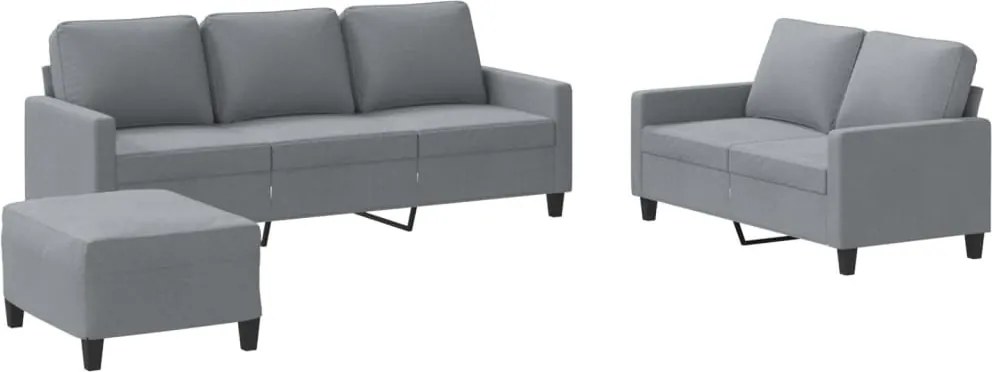 3dílná sedací souprava s poduškami světle šedá textil 3201468