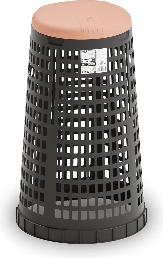 Plastový odpadkový koš na 120 l pytle, černý, červené víko