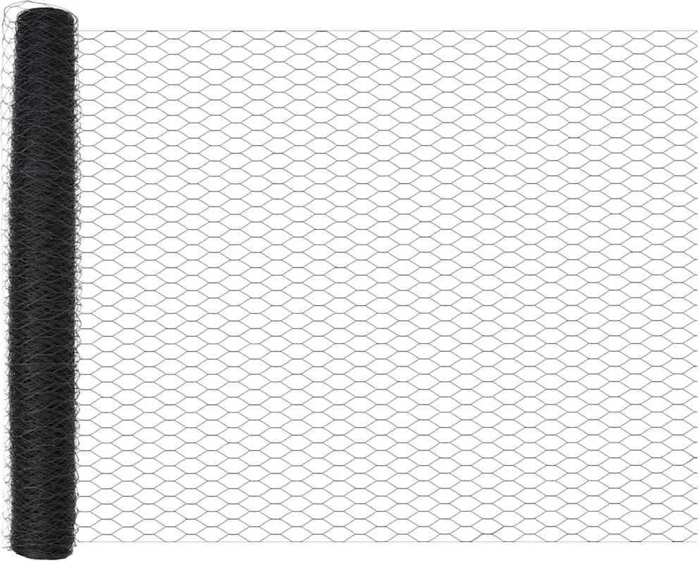Hexagonální kotvení plotu 25 x 1 m Ocel potažená PVC Šedá 3352815