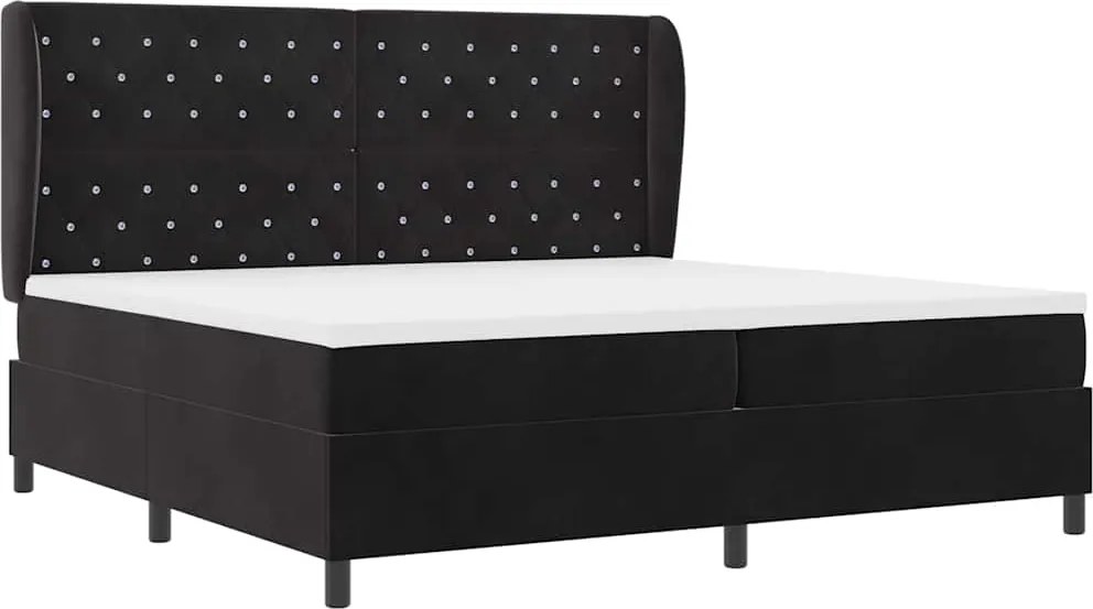 Postel s boxspringem s matrací s čelo Černý 200 x 200 cm samet 3340894
