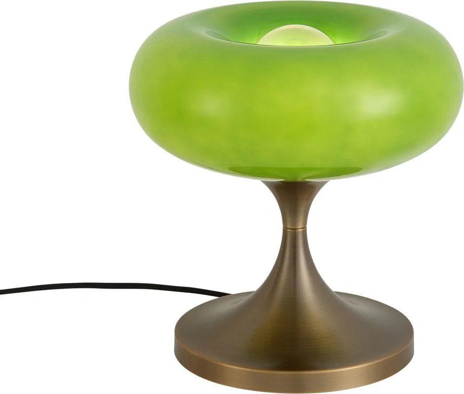 Retro stolní lampa tmavě bronzová se zeleným skleněným stínidlem 31 cm - Glaze