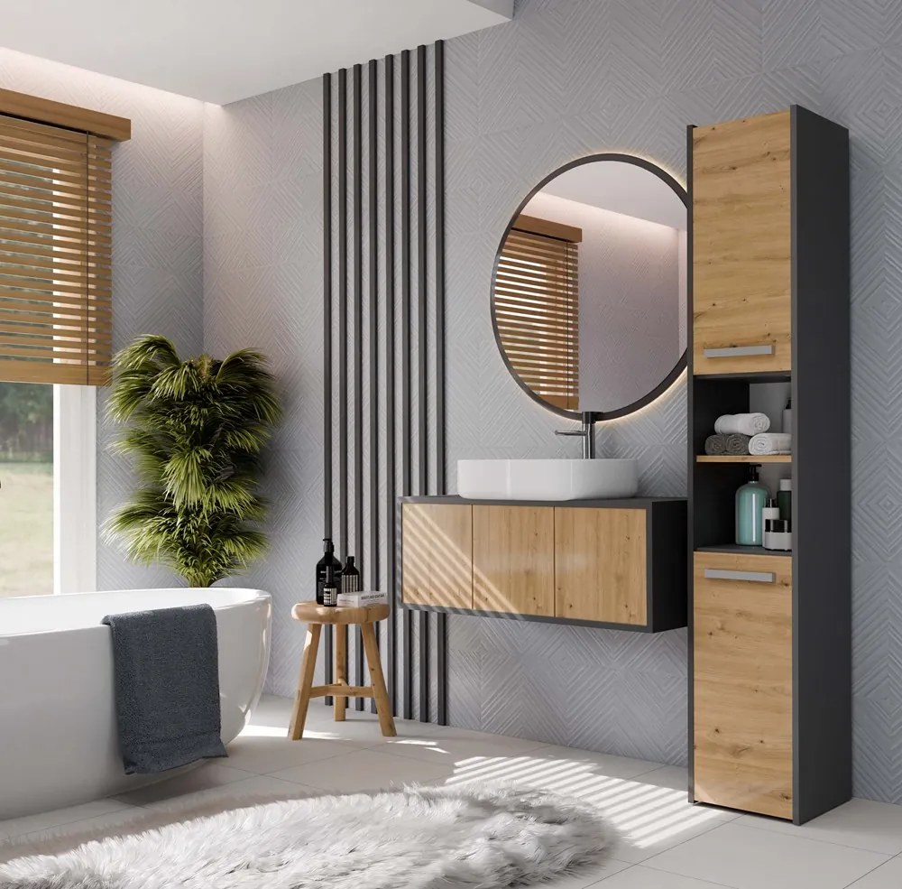 Koupelnový sloupek S30 antracit/dub artisan