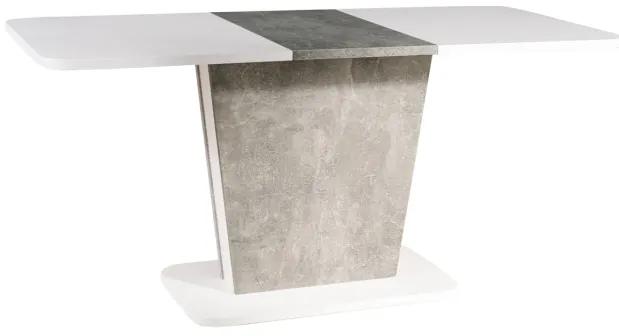 Rozkládací jídelní stůl 110-145 cm Caridad (bílá matná + šedá) (pro 4 až 6 osob). 1050002