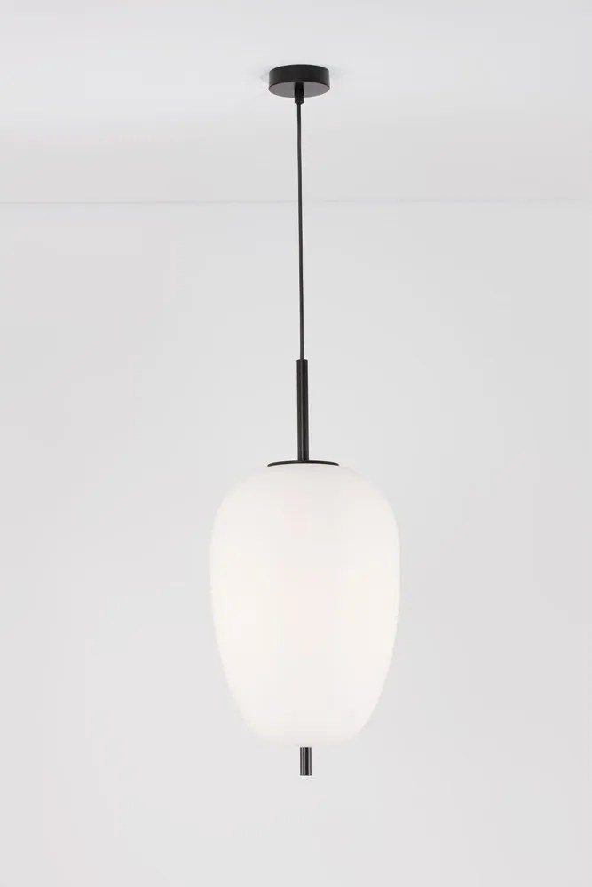 Bílé/černé skleněné závěsné svítidlo ø 27 cm Lato – Nova Luce