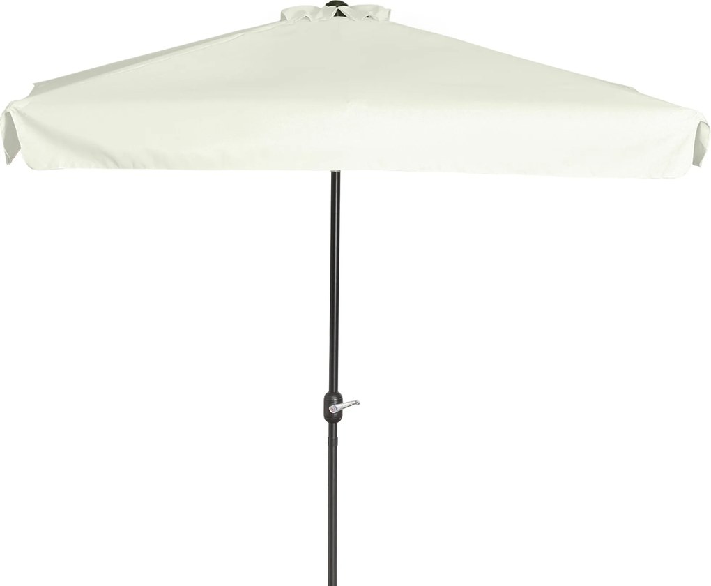 Obdélníkový slunečník Outsunny 230x130x249 cm s bočním upevněním a kličkou, UV ochrana, voděodolný slunečník pro balkon, terasu a zahradu, krémový | A