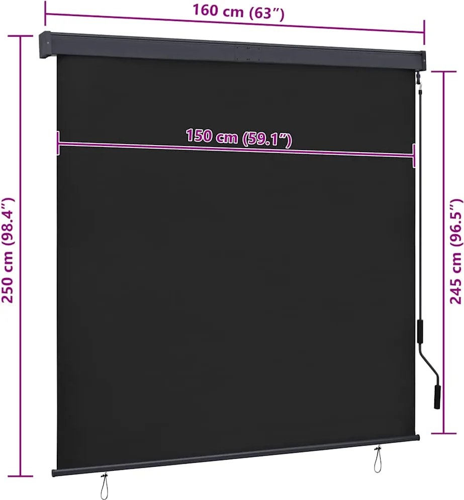 vidaXL Marketos Venkovní roleta 160 x 250 cm antracitová