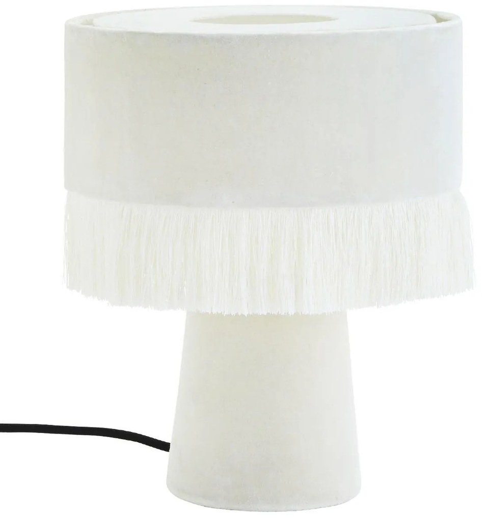 MADAM STOLTZ Stolní lampa Off White Velvet, bílá barva, kov, textil