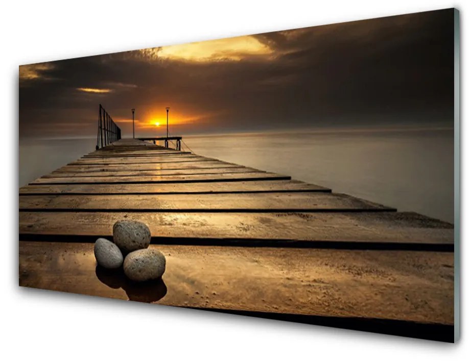 Obraz na skle Moře Molo Západ Slunce 100x50 cm
