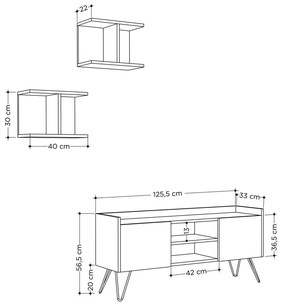 ASIR Televizní stolek KLAPPE bílá dub