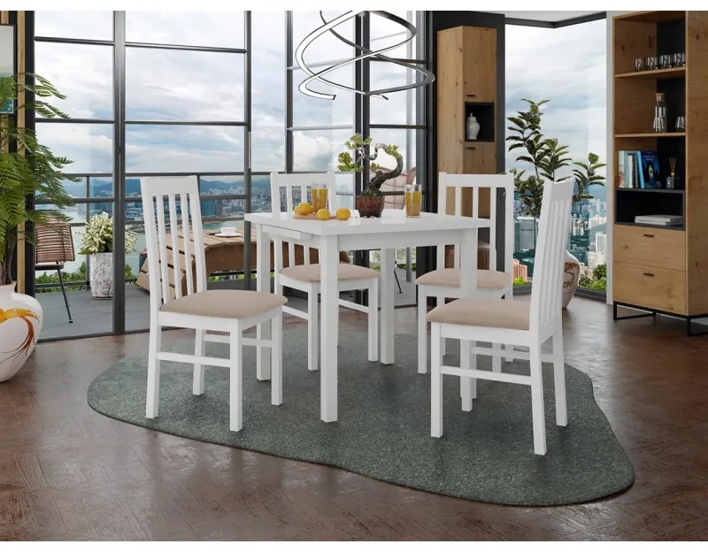 Rozkládací jídelní stůl se 4 židlemi AL14, Barva dřeva: sonoma-L, Potah: 25x - Paros 2