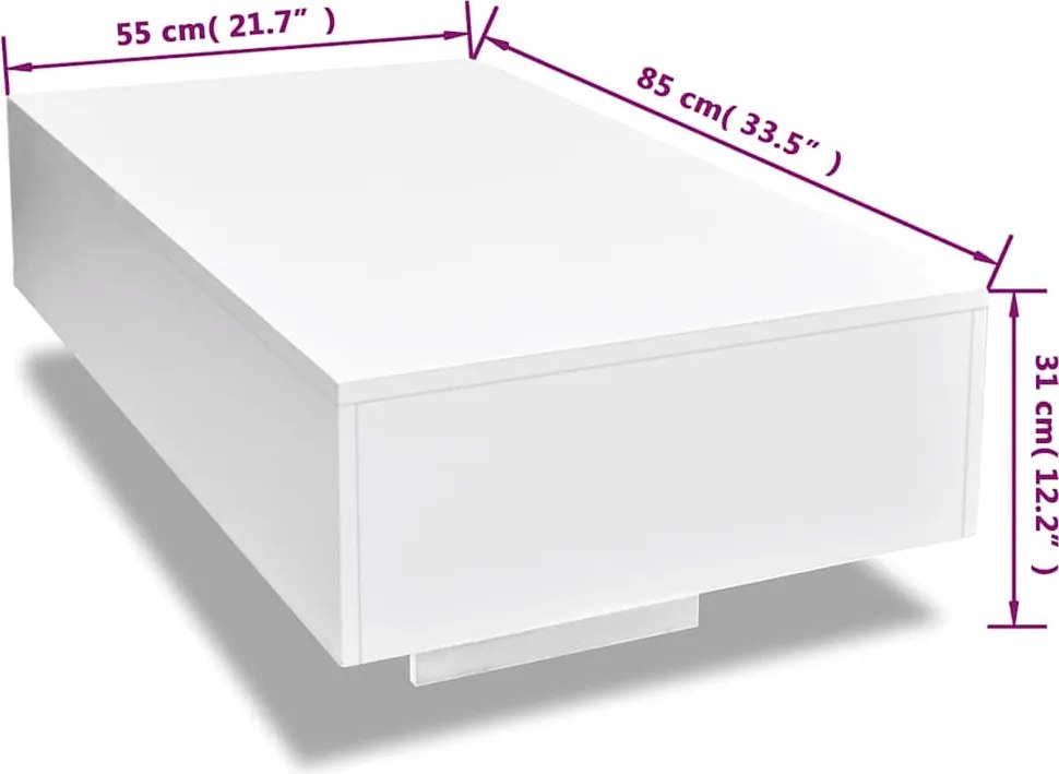 Konferenční stolek s vysokým leskem bílý 244022