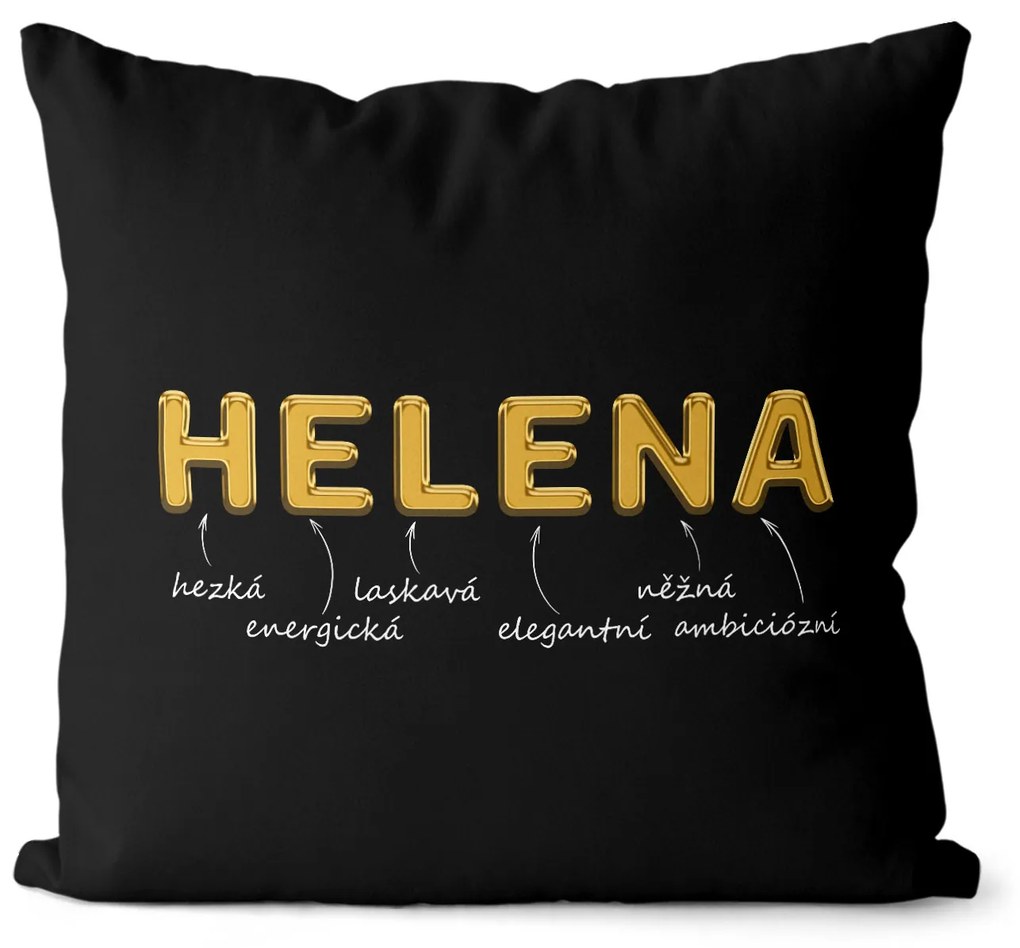 Polštář Ženská jména - GOLD (Velikost: 55 x 55 cm, Jméno: Helena)