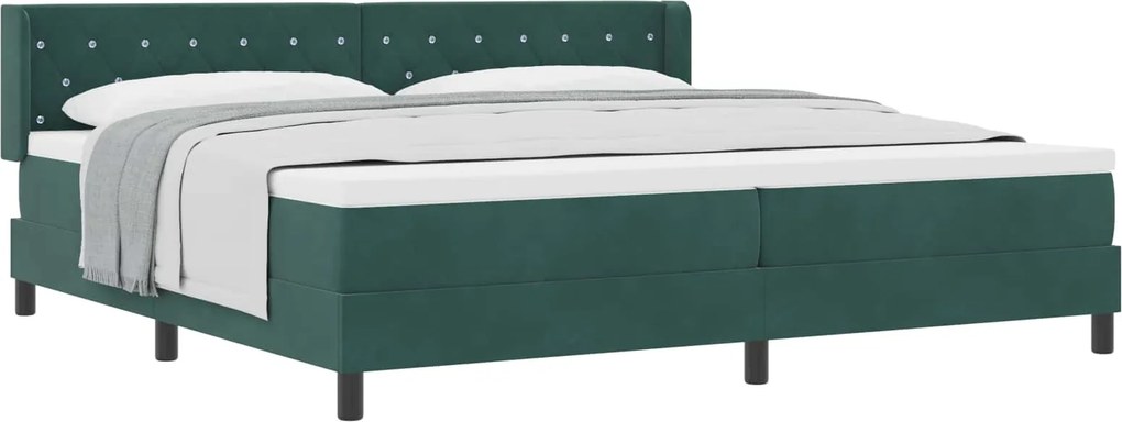 Postel s boxspringem s čelo Tmavě zelená 200 x 200 cm samet 3341435